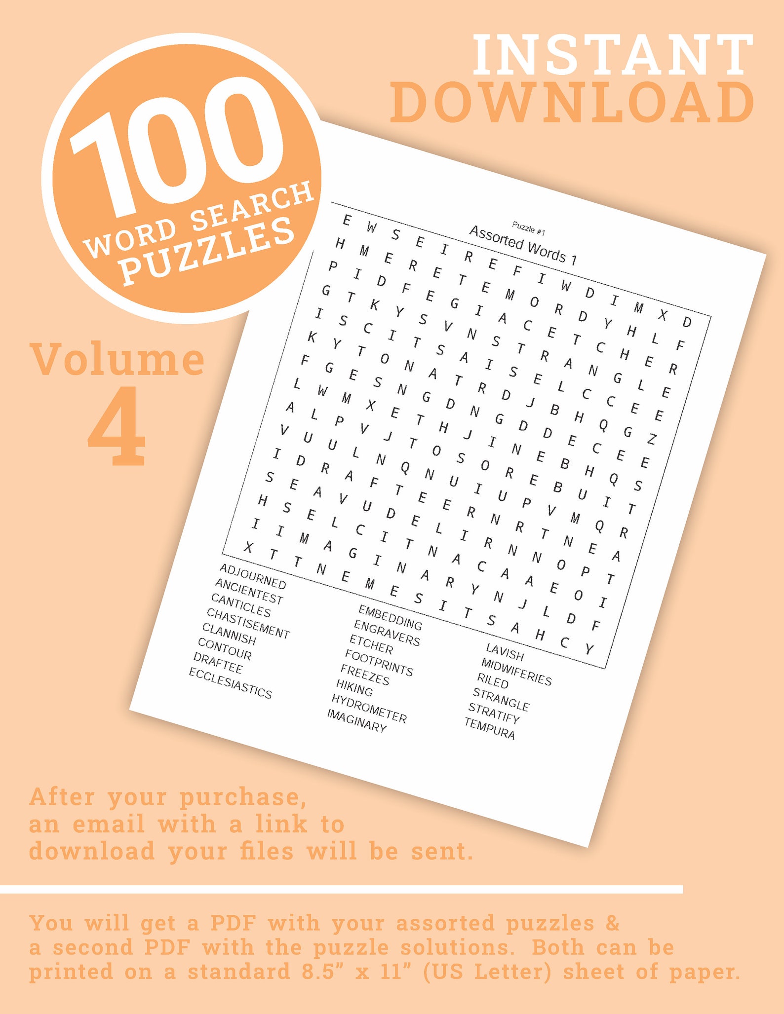 Word Search Puzzle - Volume 4 | 100 Printable Puzzle Pages for Kids and ...