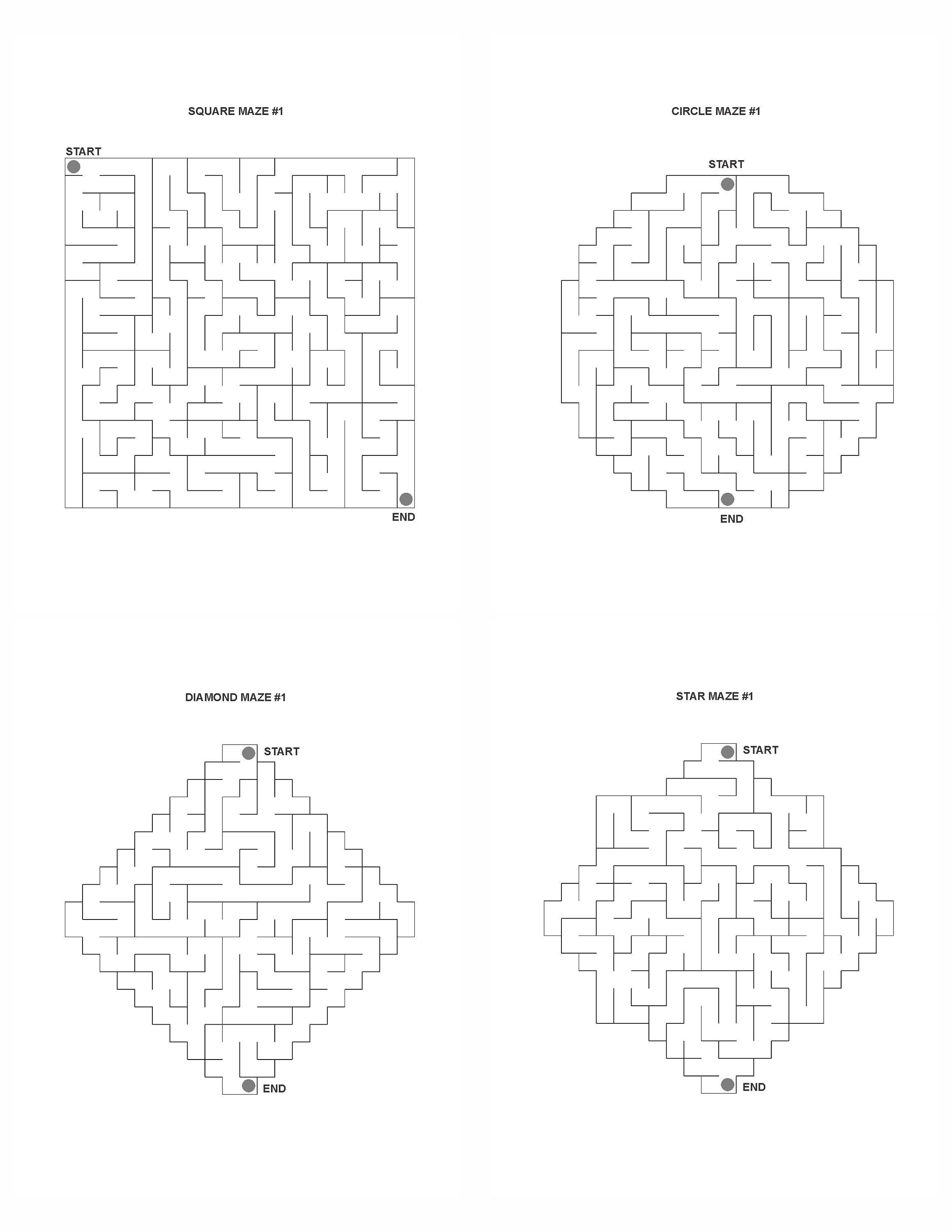Printable Maze Puzzle Pages | 100 Assorted Mazes | Activity Maze ...