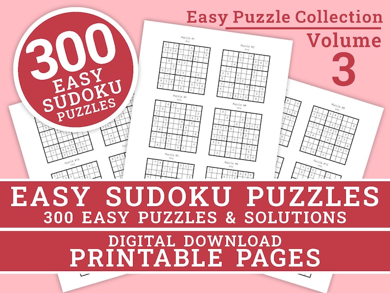 Sudoku Puzzles - Easy Level Collection - Volume 3 | 300 Printable Easy ...