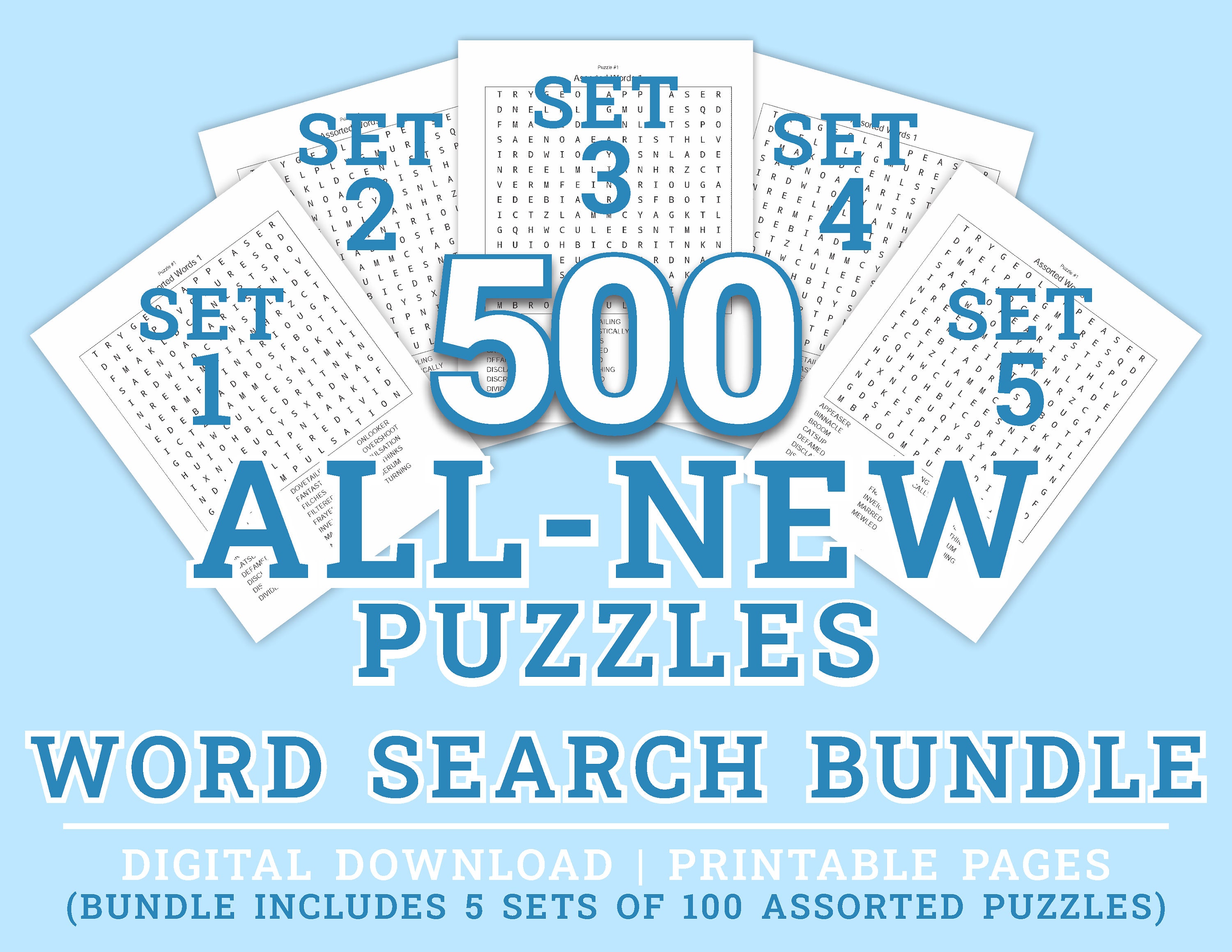 Word Search Bundle - BUNDLE SET 2 | 500 Printable Puzzle Pages for Kids ...