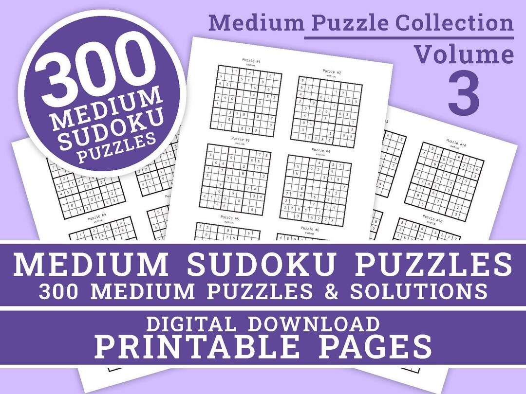 Sudoku Puzzles - Medium Level Collection - Volume 3 | 300 Printable ...