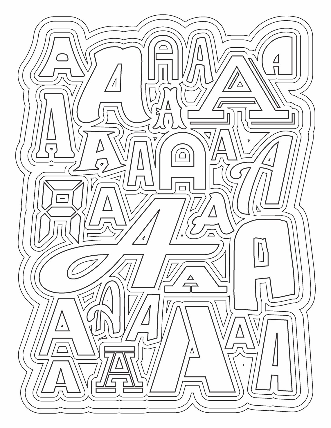 Alphabet Font Coloring Pages Printable Pages Letters and Numbers Parent ...