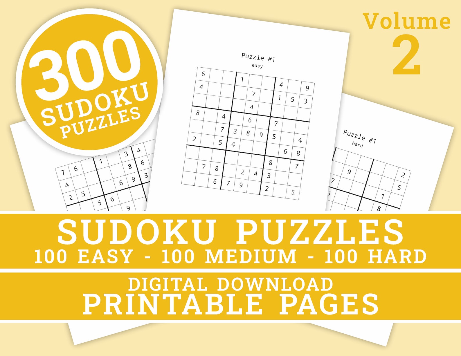 Sudoku Puzzles - Volume 2 | 300 Printable Puzzles Easy to Hard (100 ...