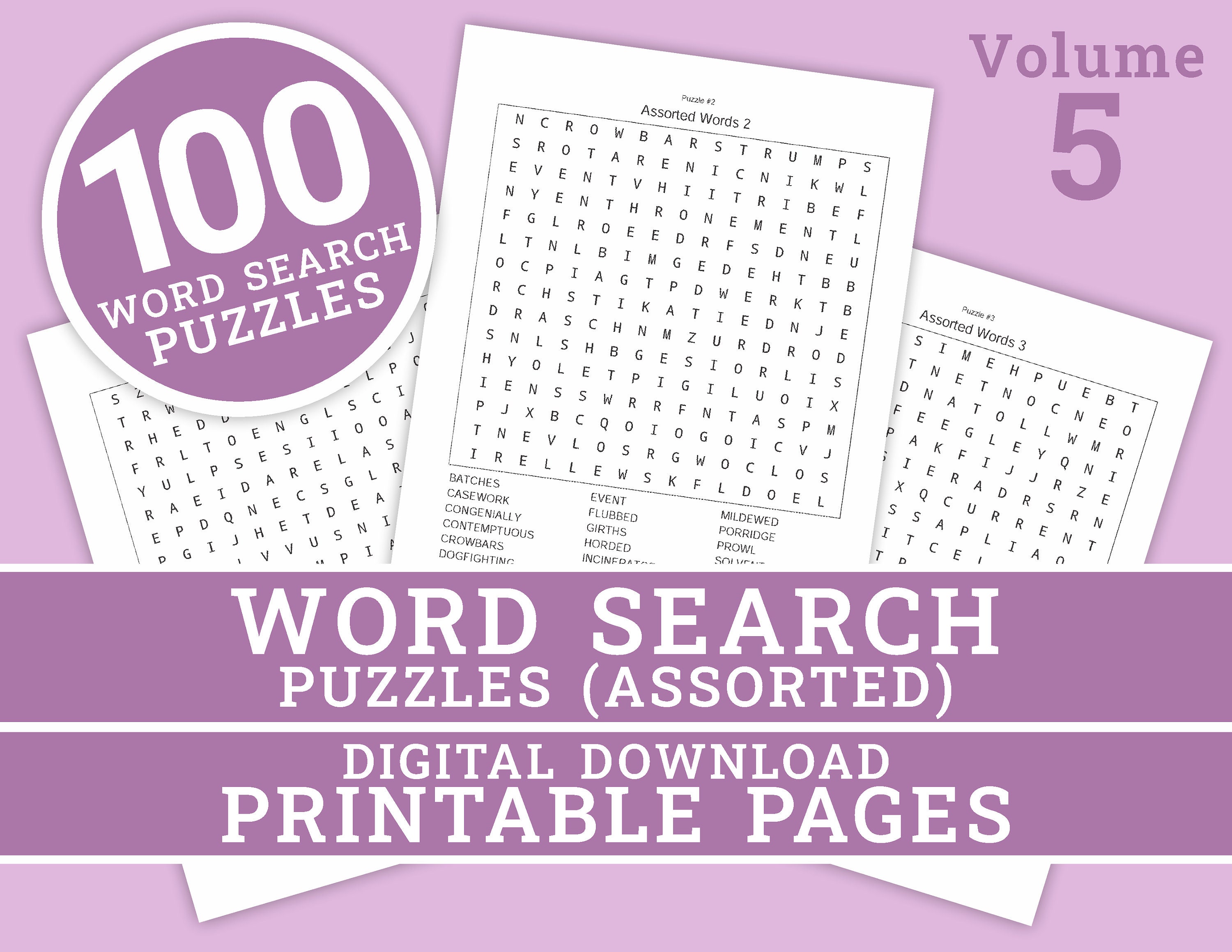 Word Search Puzzle - Volume 5 | 100 Printable Puzzle Pages for Kids and ...