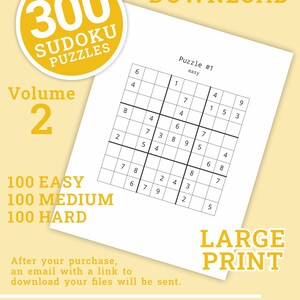 Sudoku Puzzles - Volume 2 | 300 Printable Puzzles Easy to Hard (100 ...