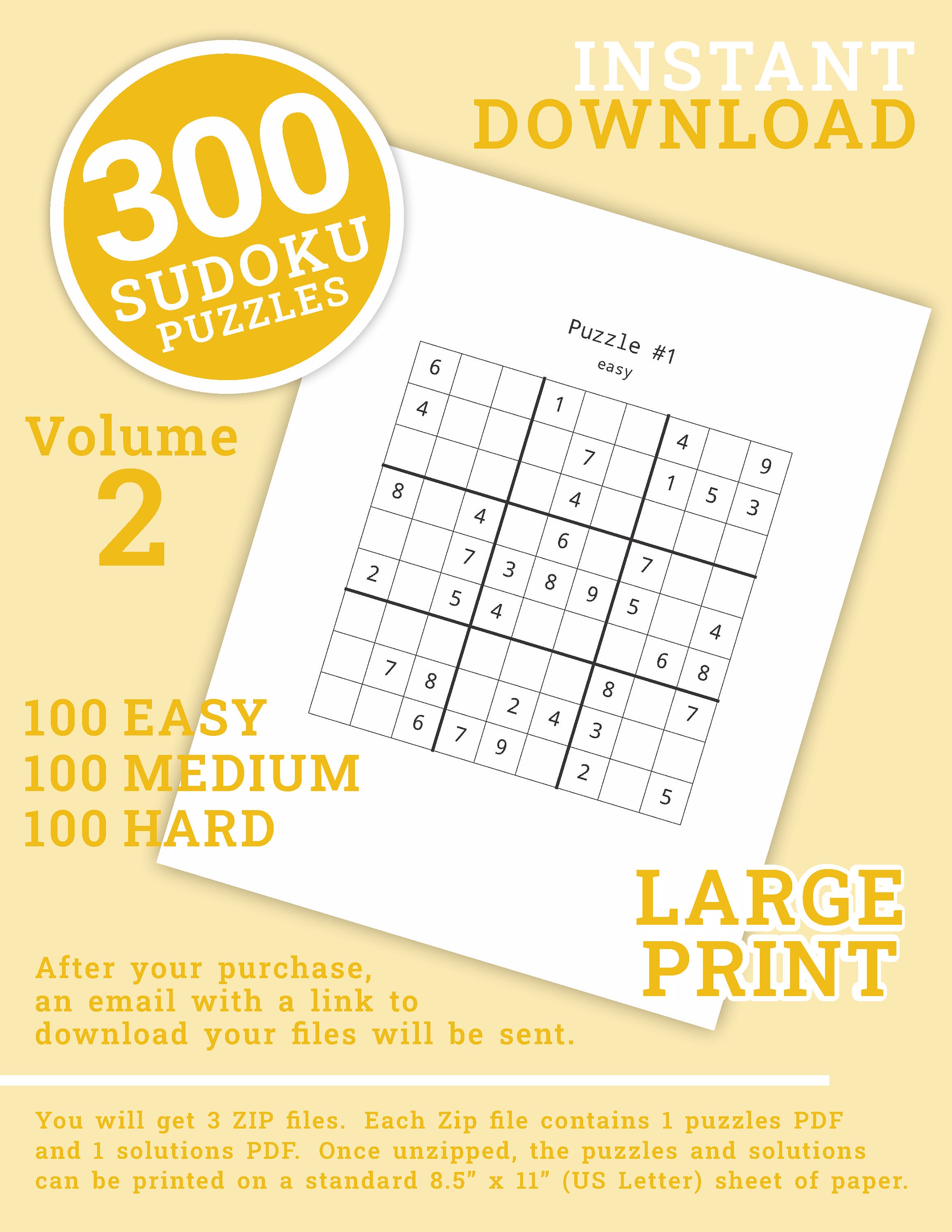 Sudoku Puzzles - Volume 2 | 300 Printable Puzzles Easy to Hard (100 ...
