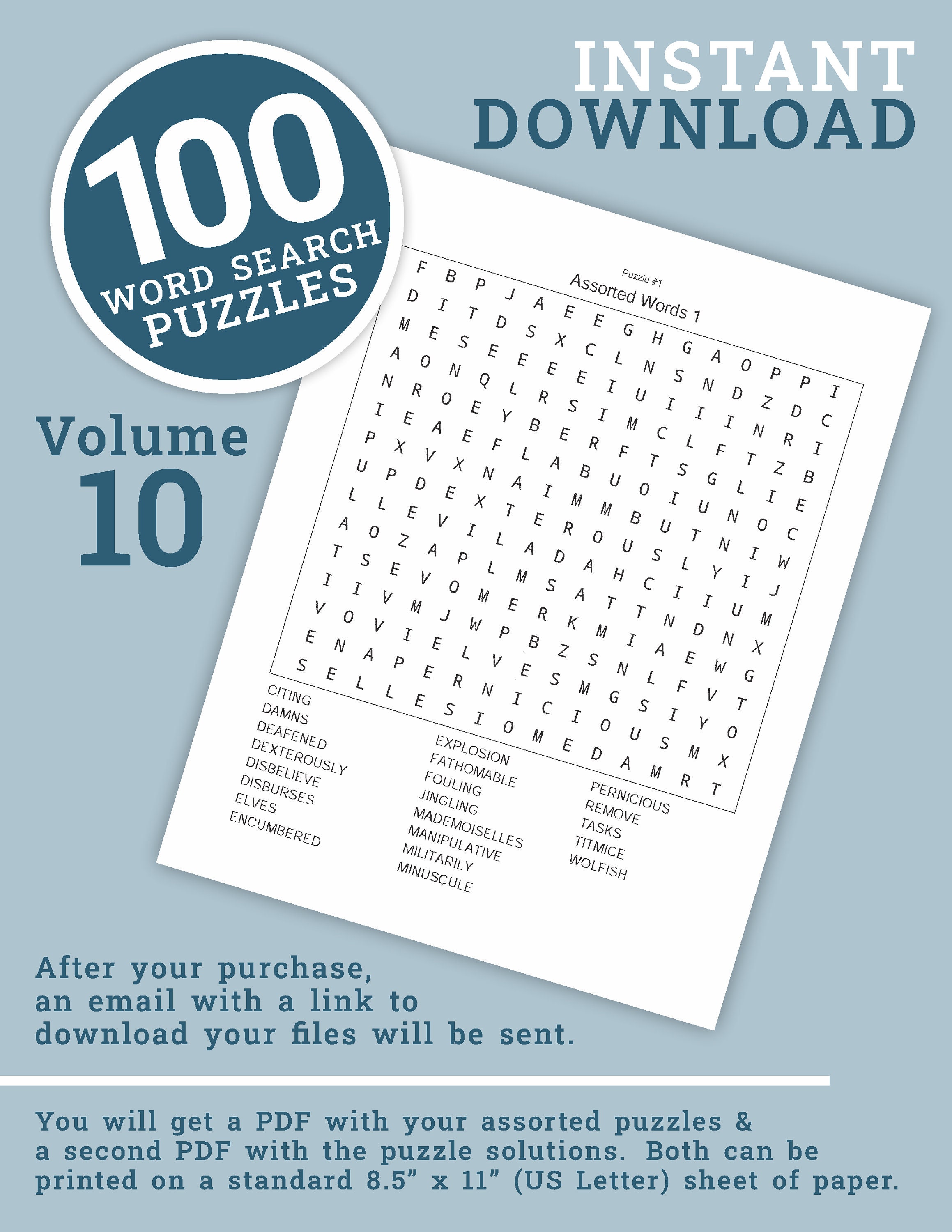 Word Search Puzzle - Volume 10 | 100 Printable Puzzle Pages for Kids ...