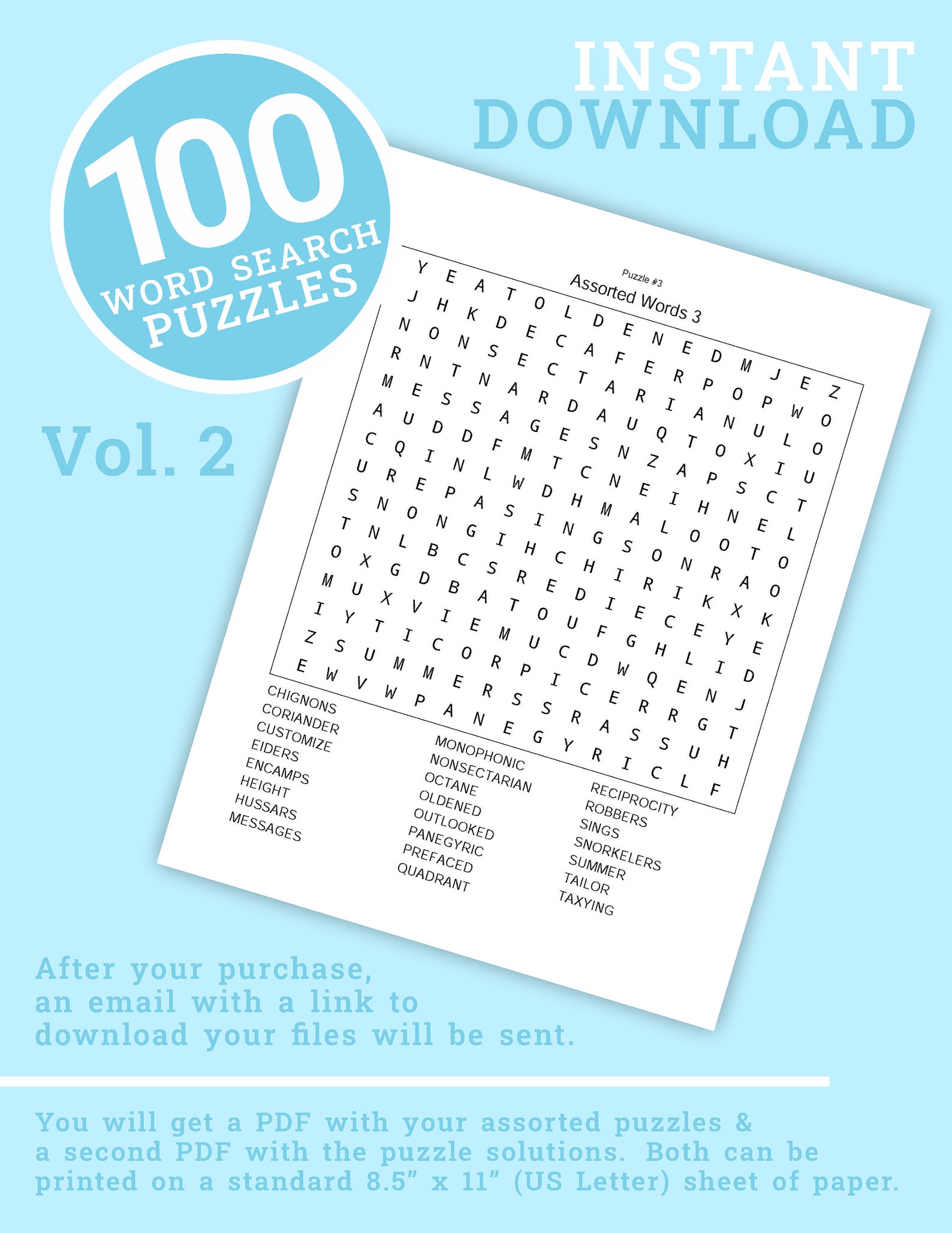 Word Search Puzzle - Volume 2 | 100 Printable Puzzle Pages for Kids and ...