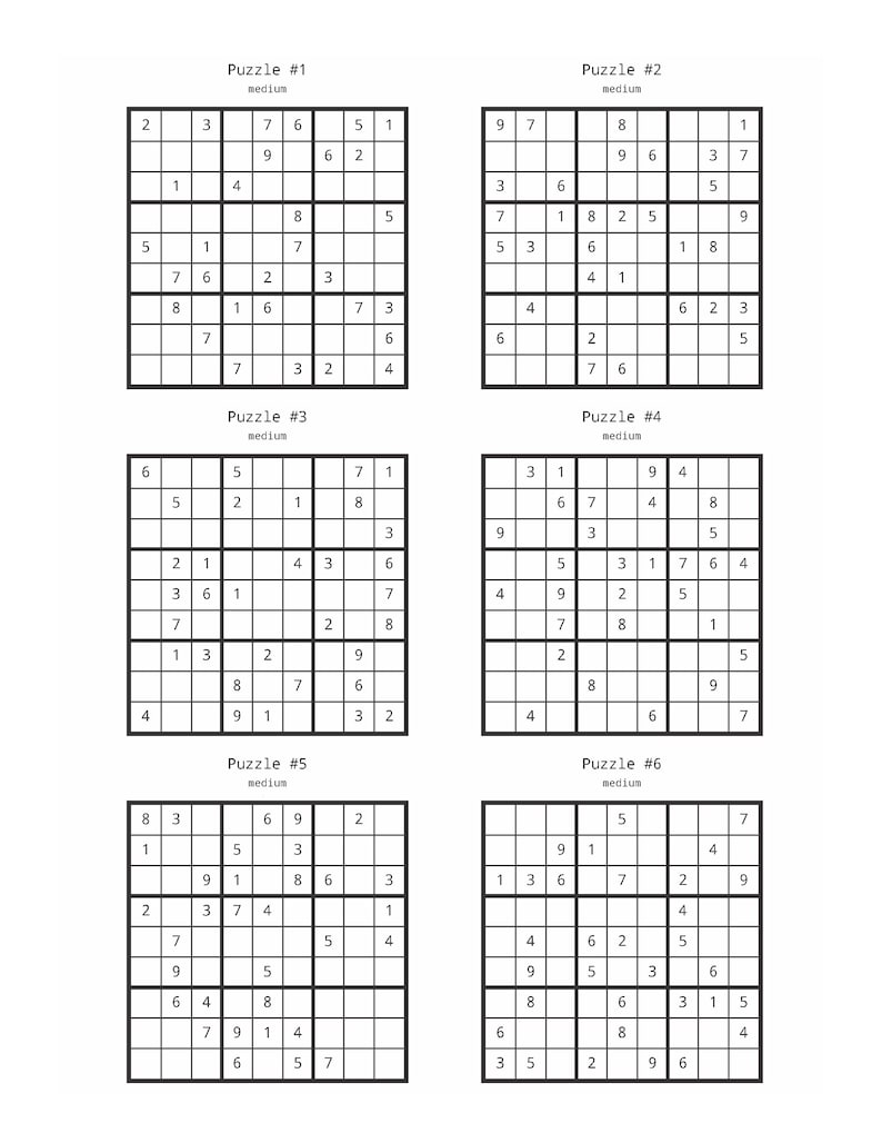 Sudoku Puzzles - Medium Level Collection - Volume 1 | 300 Printable ...