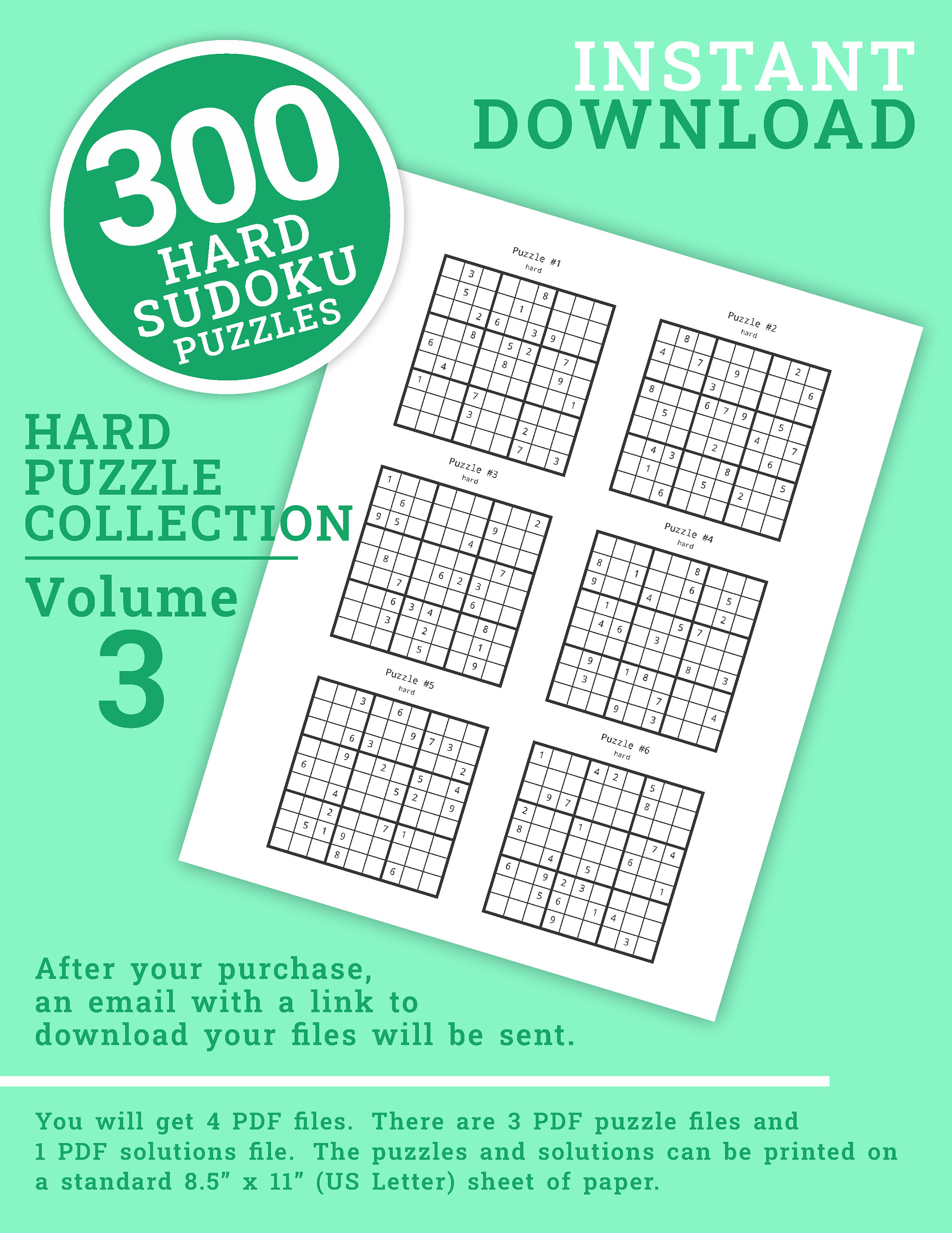 Sudoku Puzzles - Hard Level Collection - Volume 3 | 300 Printable Hard ...