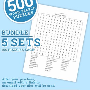 Word Search Bundle - BUNDLE SET 2 | 500 Printable Puzzle Pages for Kids ...