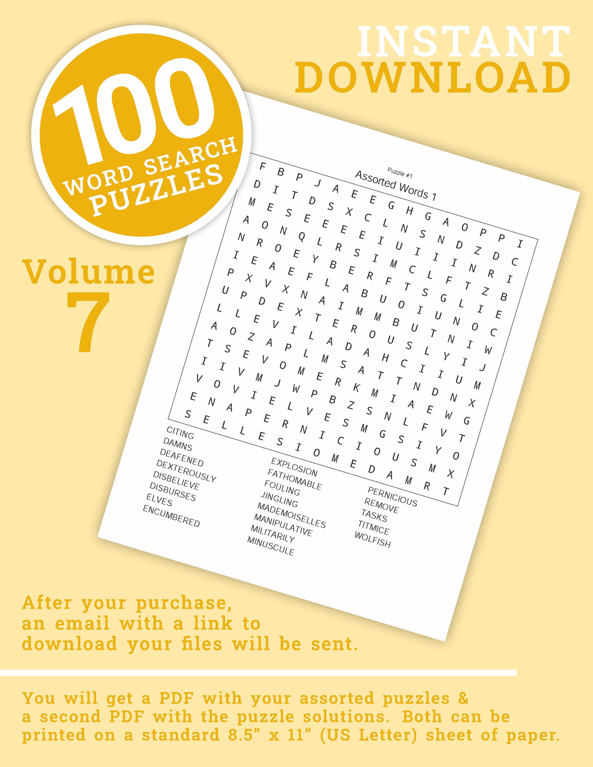 Word Search Puzzle - Volume 7 | 100 Printable Puzzle Pages for Kids and ...