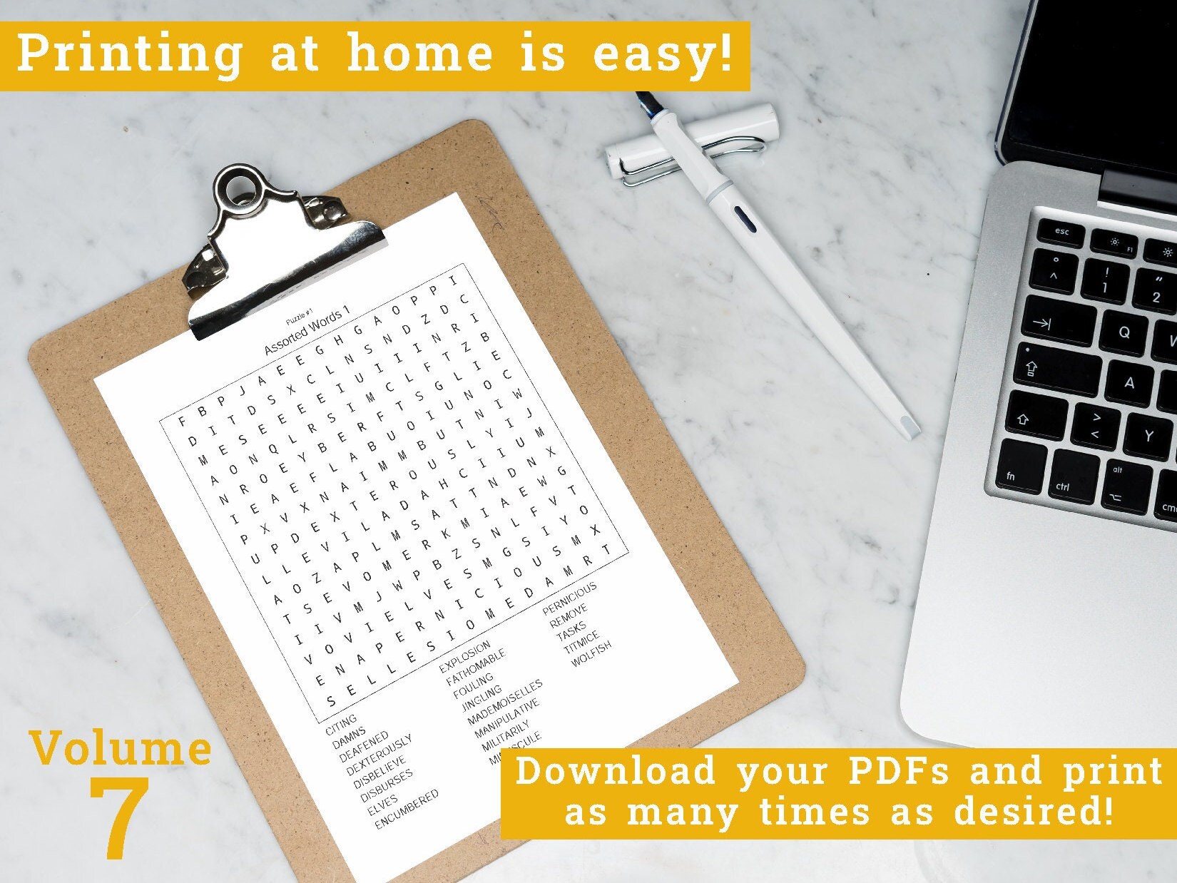 Word Search Puzzle - Volume 7 | 100 Printable Puzzle Pages for Kids and ...