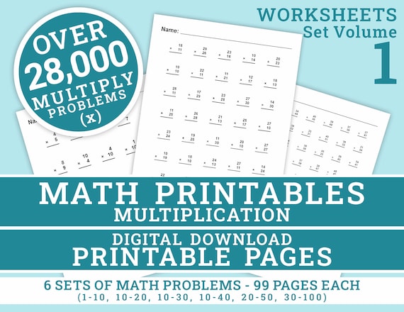Math Worksheets Multiplication 100 Problems