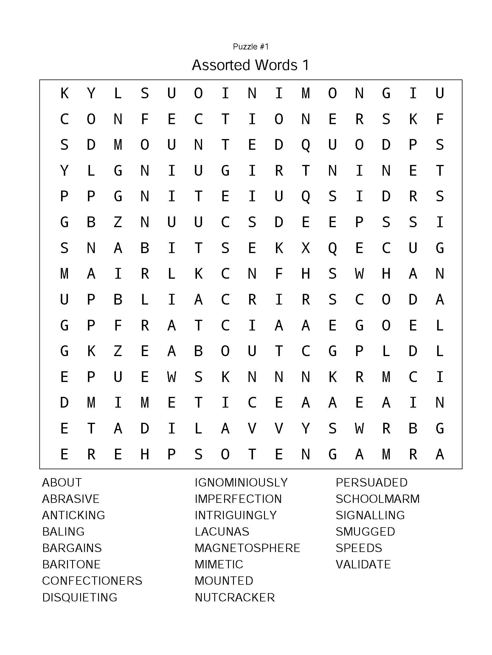 Word Search Puzzle | 100 Printable Puzzle Pages for Kids and Adults ...