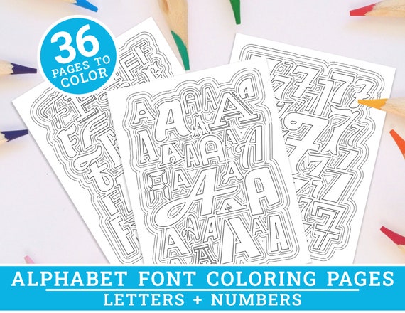 Alphabet Font Coloring Pages Printable Pages Letters and - Etsy