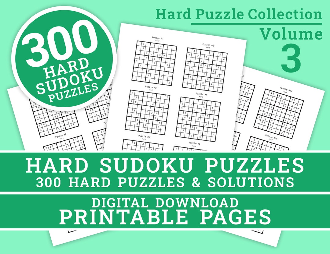 Sudoku Puzzles - Hard Level Collection - Volume 3 | 300 Printable Hard ...
