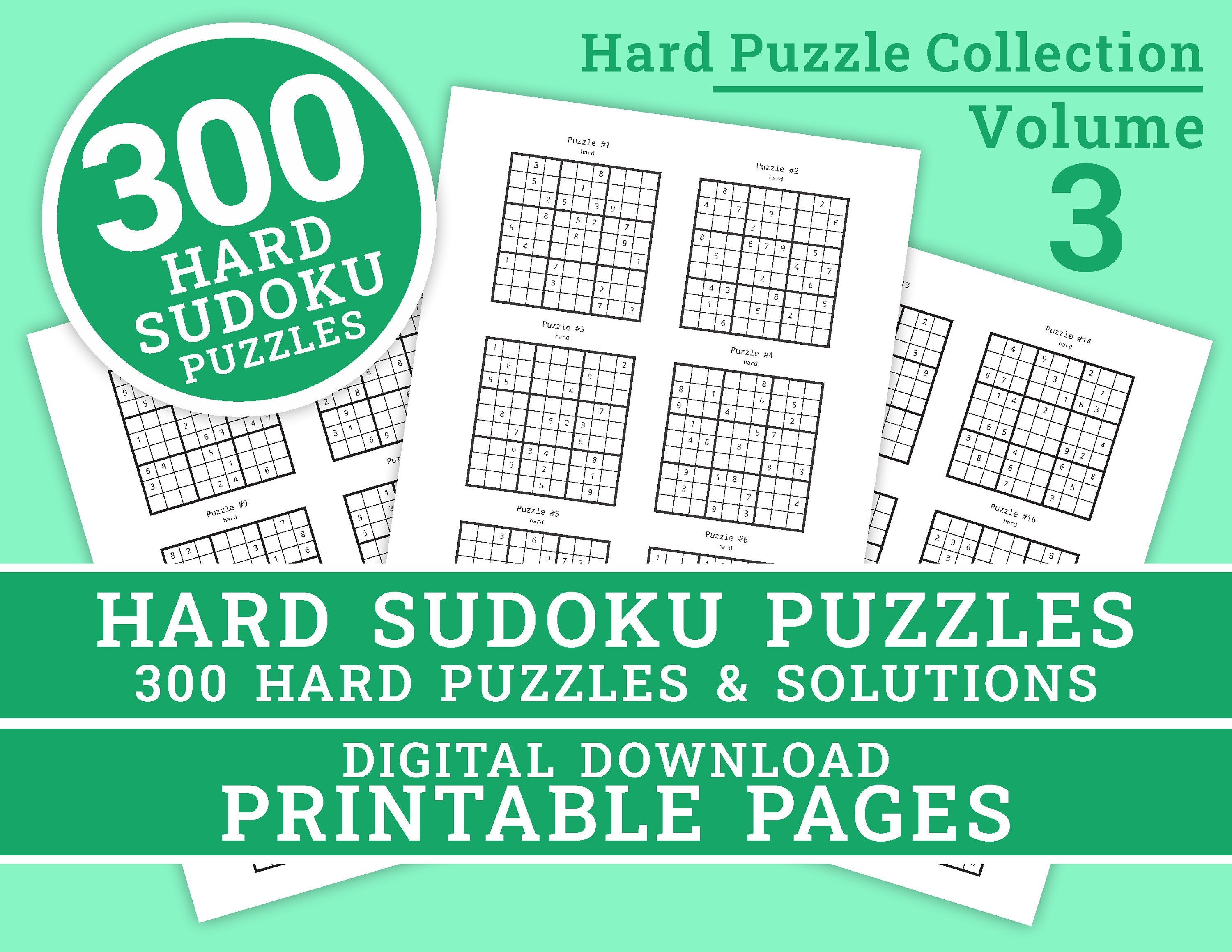 Sudoku Puzzles - Hard Level Collection - Volume 3 | 300 Printable Hard ...