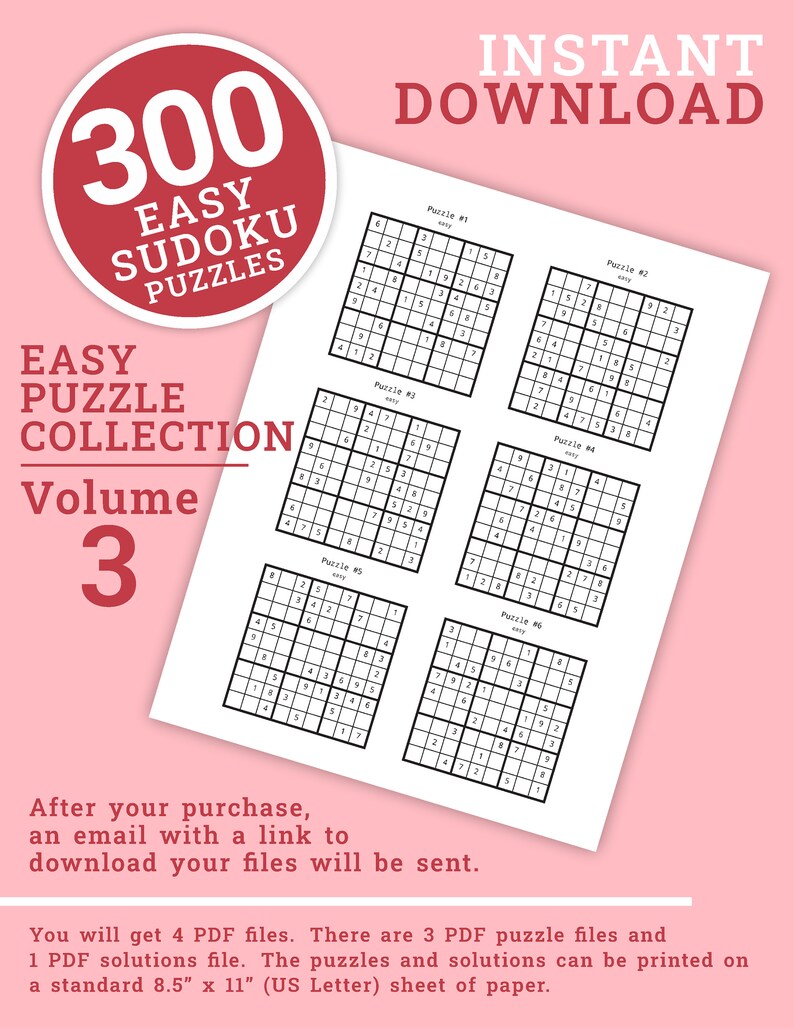 Sudoku Puzzles - Easy Level Collection - Volume 3 | 300 Printable Easy ...