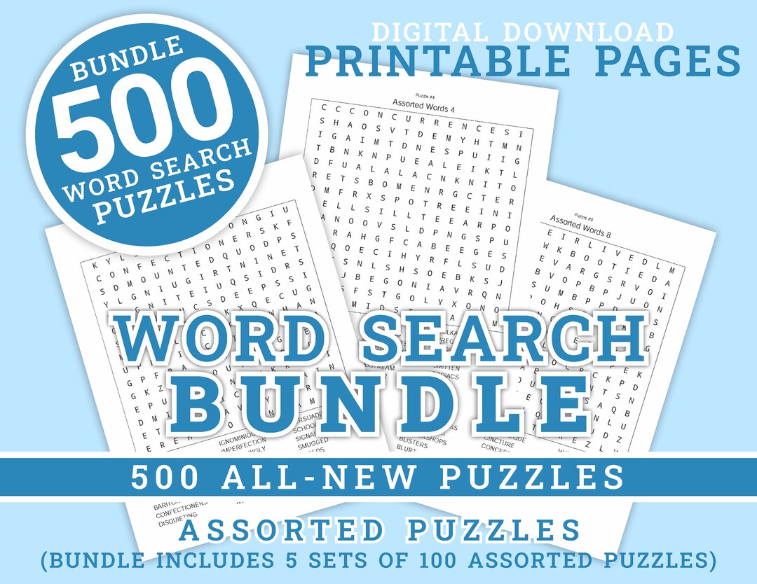 Word Search Bundle - BUNDLE SET 2 | 500 Printable Puzzle Pages for Kids ...