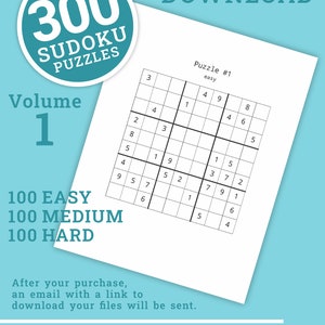 Sudoku Puzzles - Volume 1 | 300 Printable Puzzles Easy to Hard (100 ...