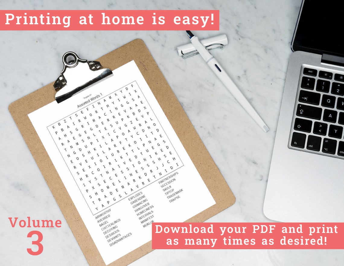 Word Search Puzzle - Volume 3 | 100 Printable Puzzle Pages for Kids and ...