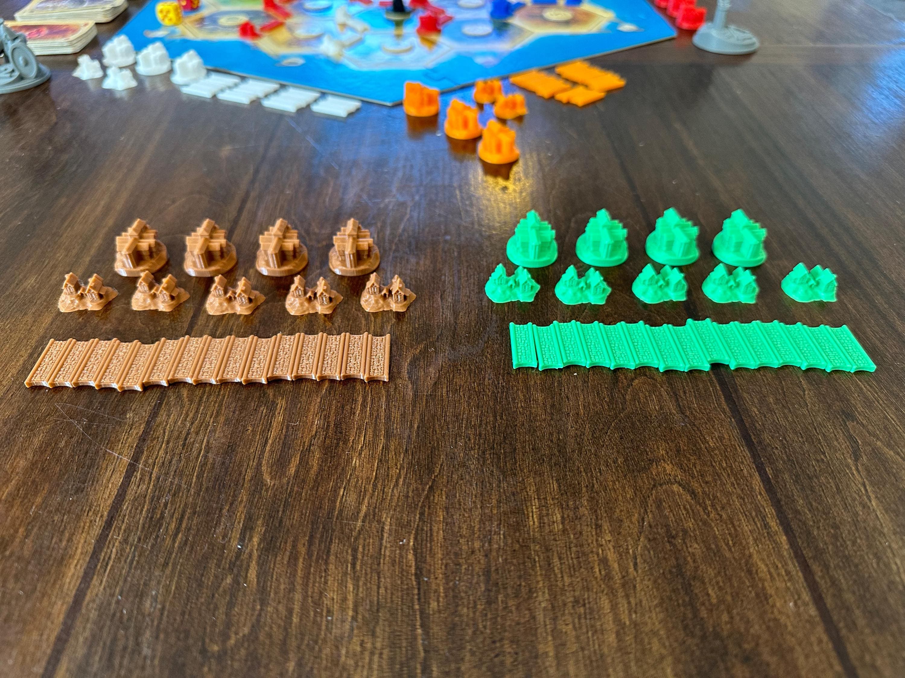 Catan Game Pieces: Full Replacement Set - Cities, Settlements, Roads - Etsy