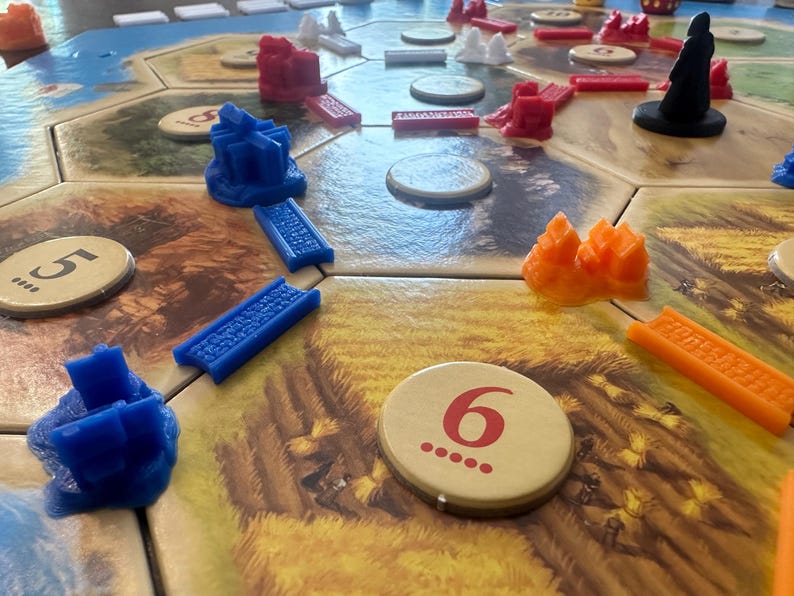 Catan Game Pieces: Full Replacement Set - Cities, Settlements, Roads - Etsy