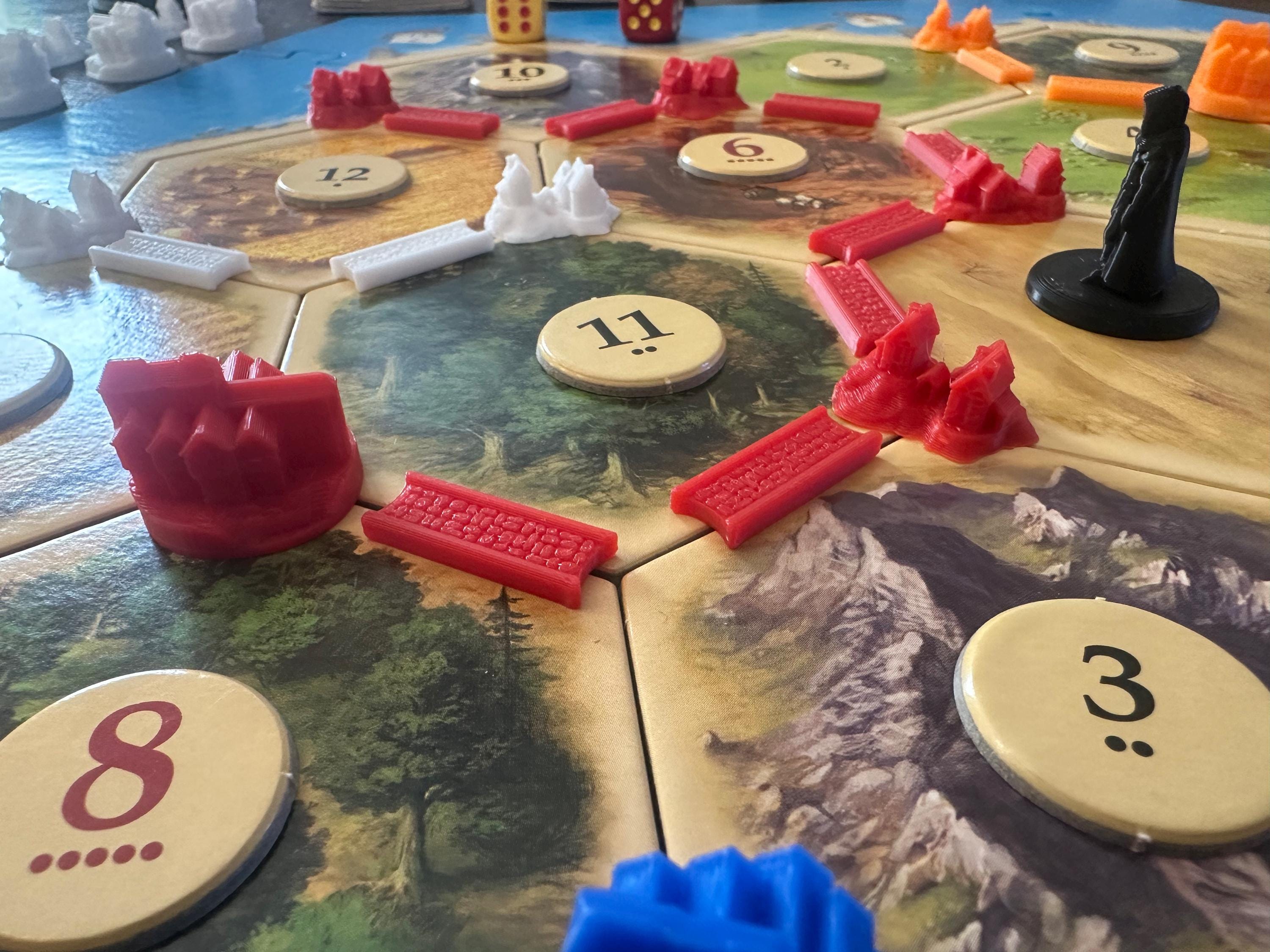 Catan Game Pieces: Full Replacement Set - Cities, Settlements, Roads - Etsy