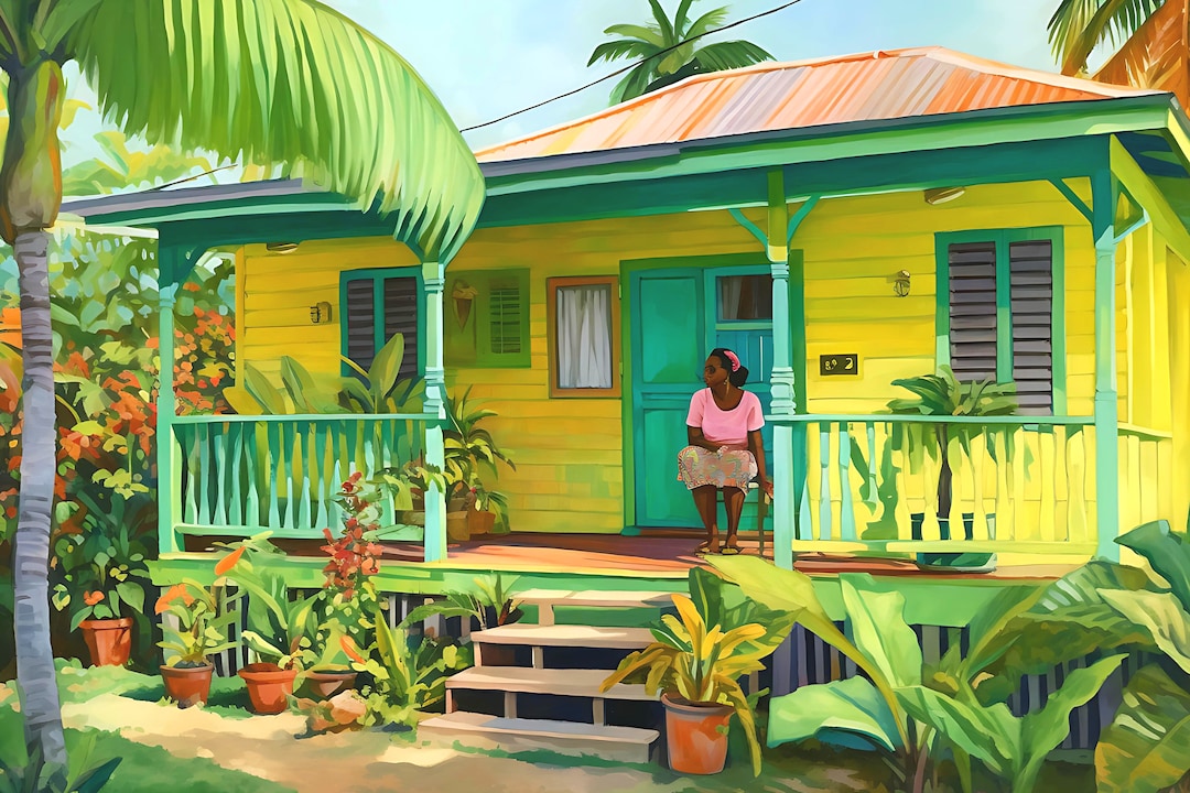 Grenada Art, Painting of Chattel House in Grenada, Grenada Wall Decor ...