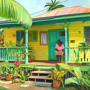 Grenada Art, Painting of Chattel House in Grenada, Grenada Wall Decor ...