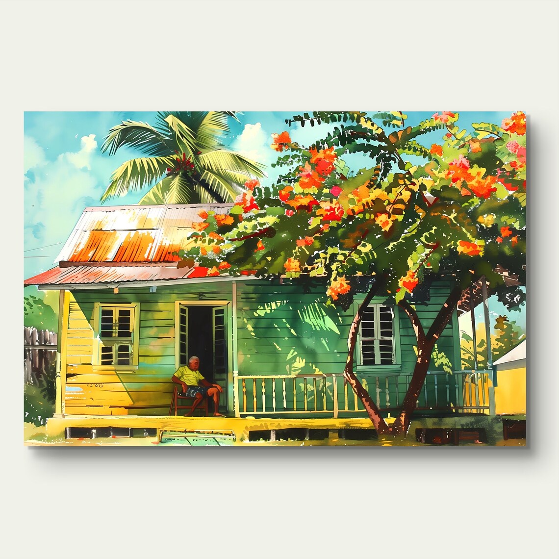Caribbean House Art Print of House in Grenada Mango Tree in St Patrick ...
