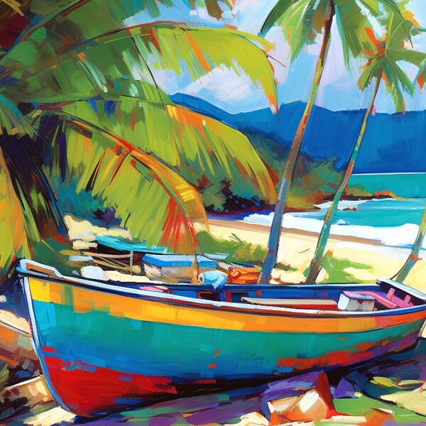 Caribbean Boat Wall Art - Etsy