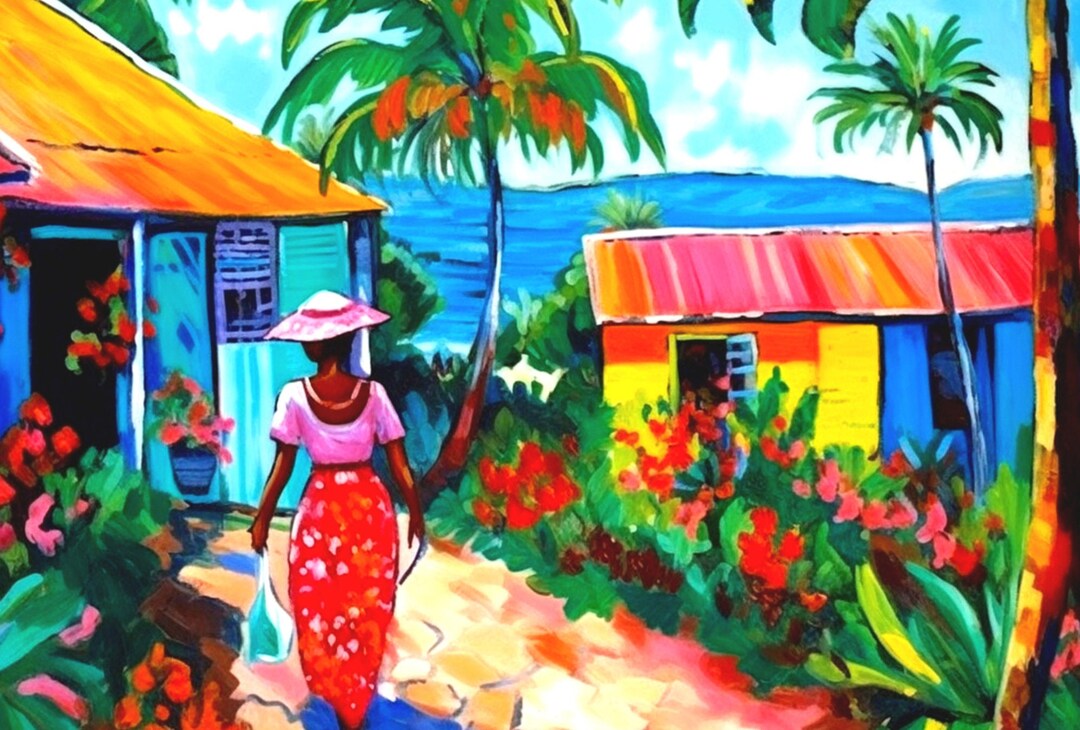 St Lucia Art, Caribbean Wall Art, West Indian Lady, Black Woman Art ...
