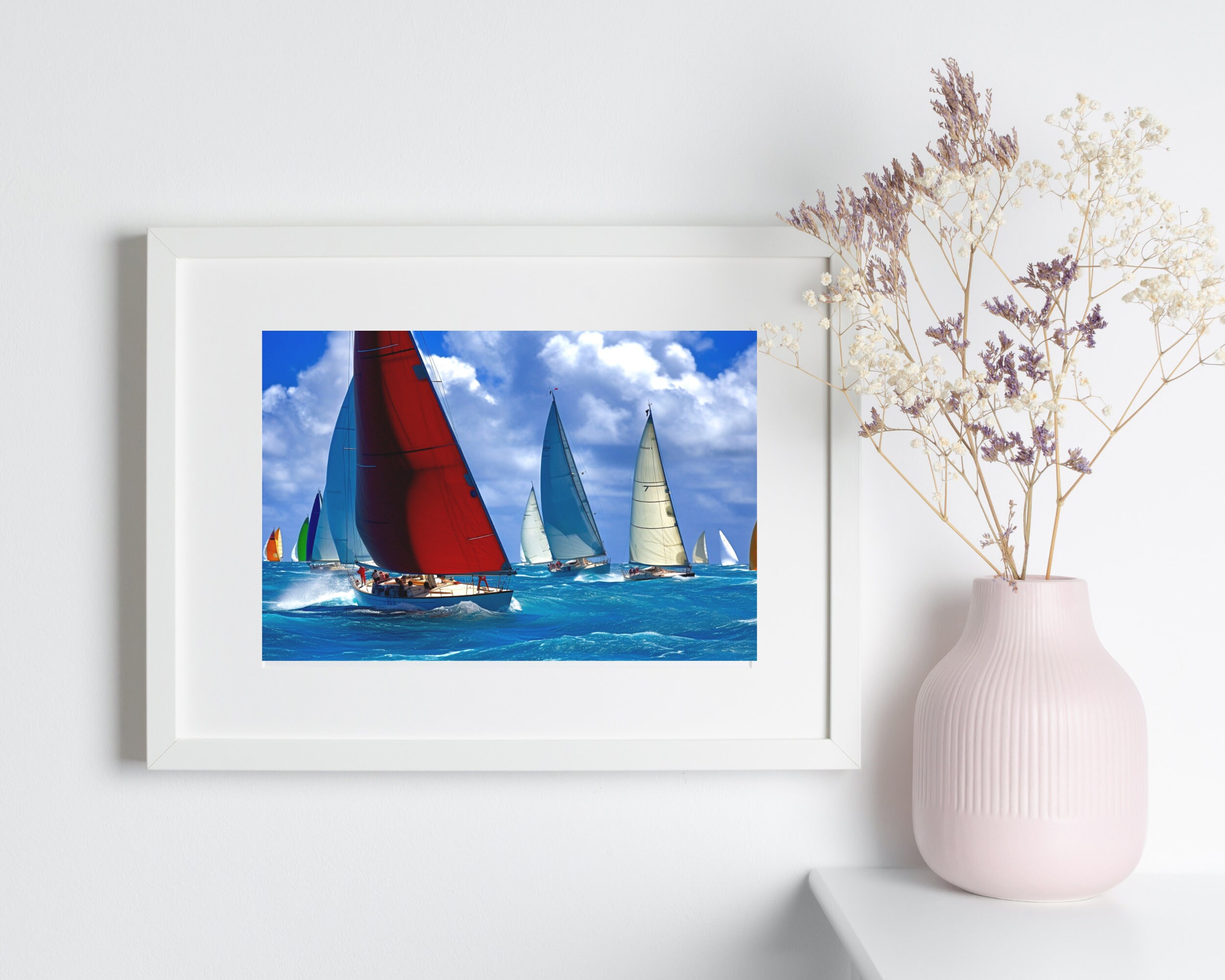 Yacht Art, Sailing Art, Yacht Poster, Regatta Yacht Race in St. Maarten ...