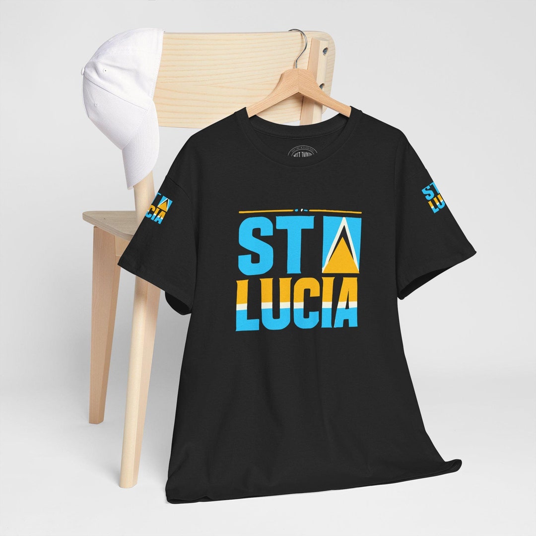 St Lucia Flag Tshirt Gift for Lucian Caribbean Shirt, Yellow Blue West ...