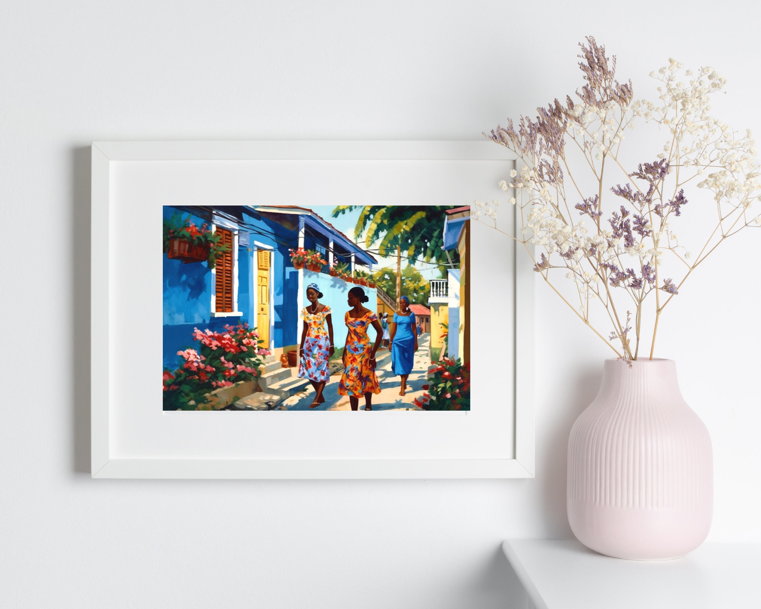 Jamaican Wall Art of the Outing, Three Ladies in Jamaica, Caribbean ...