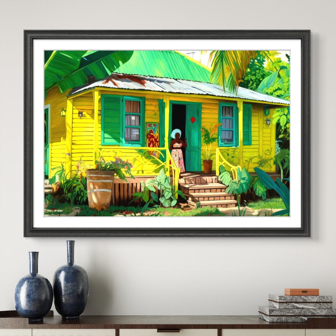 Painting of Caribbean Chattel House, Caribbean Art Print Gift or Home ...