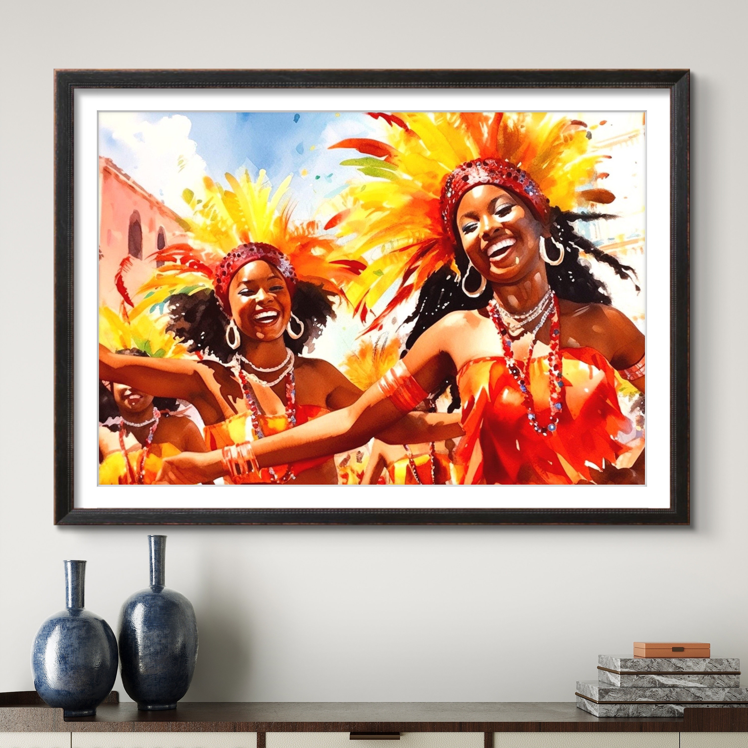 Caribbean Carnival Painting, Vivid Colours Print, Happy Painting ...