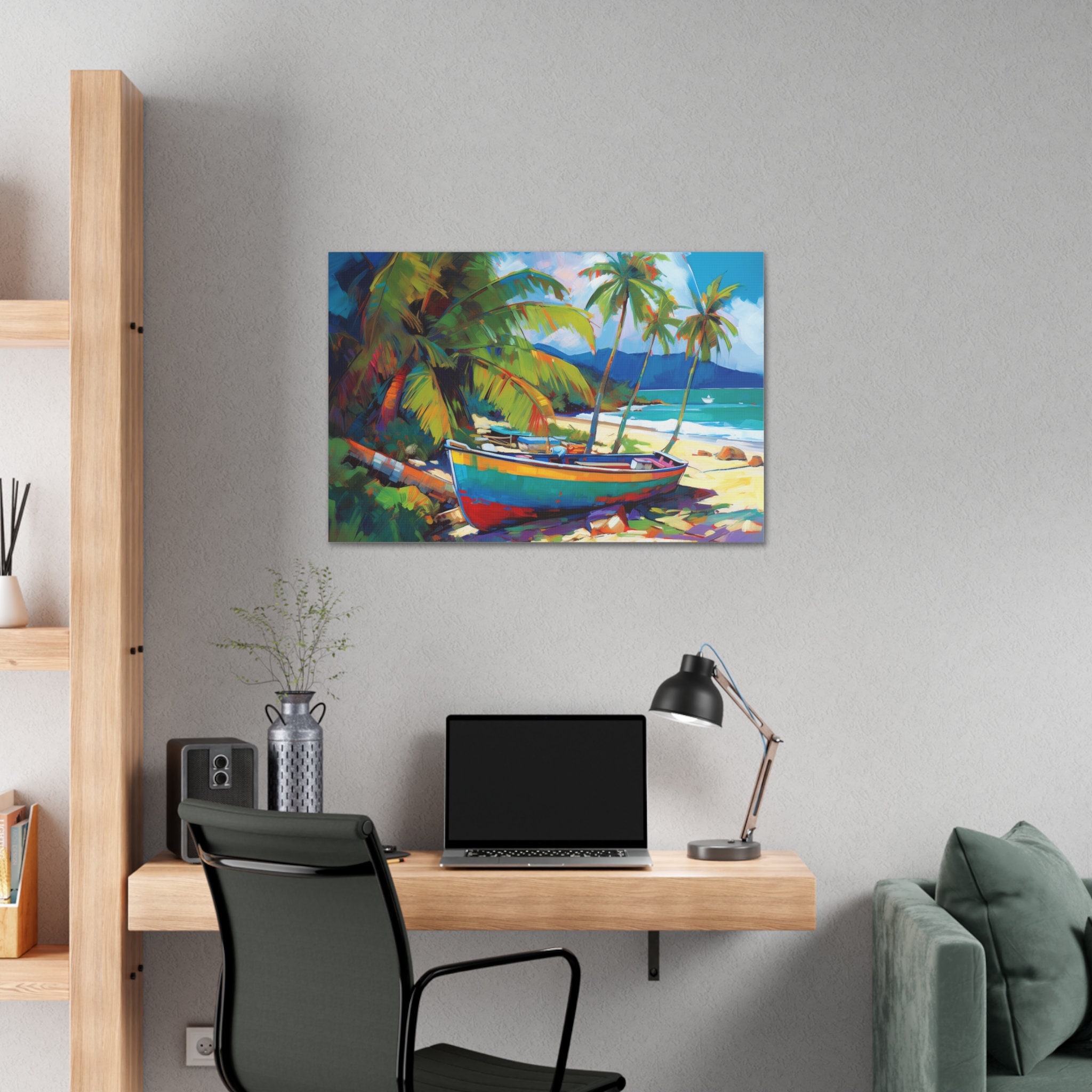 Caribbean Art of Large Boat on Beach Canvas 36x24, 30x20 or 24 X16 ...