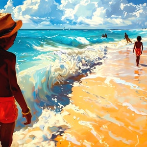 Boy on St Maarten Beach St Martin Art Print Caribbean Beach Art Print ...