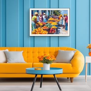 Caribbean Market Poster Print - Colorful Marketplace Scene - Artistic ...