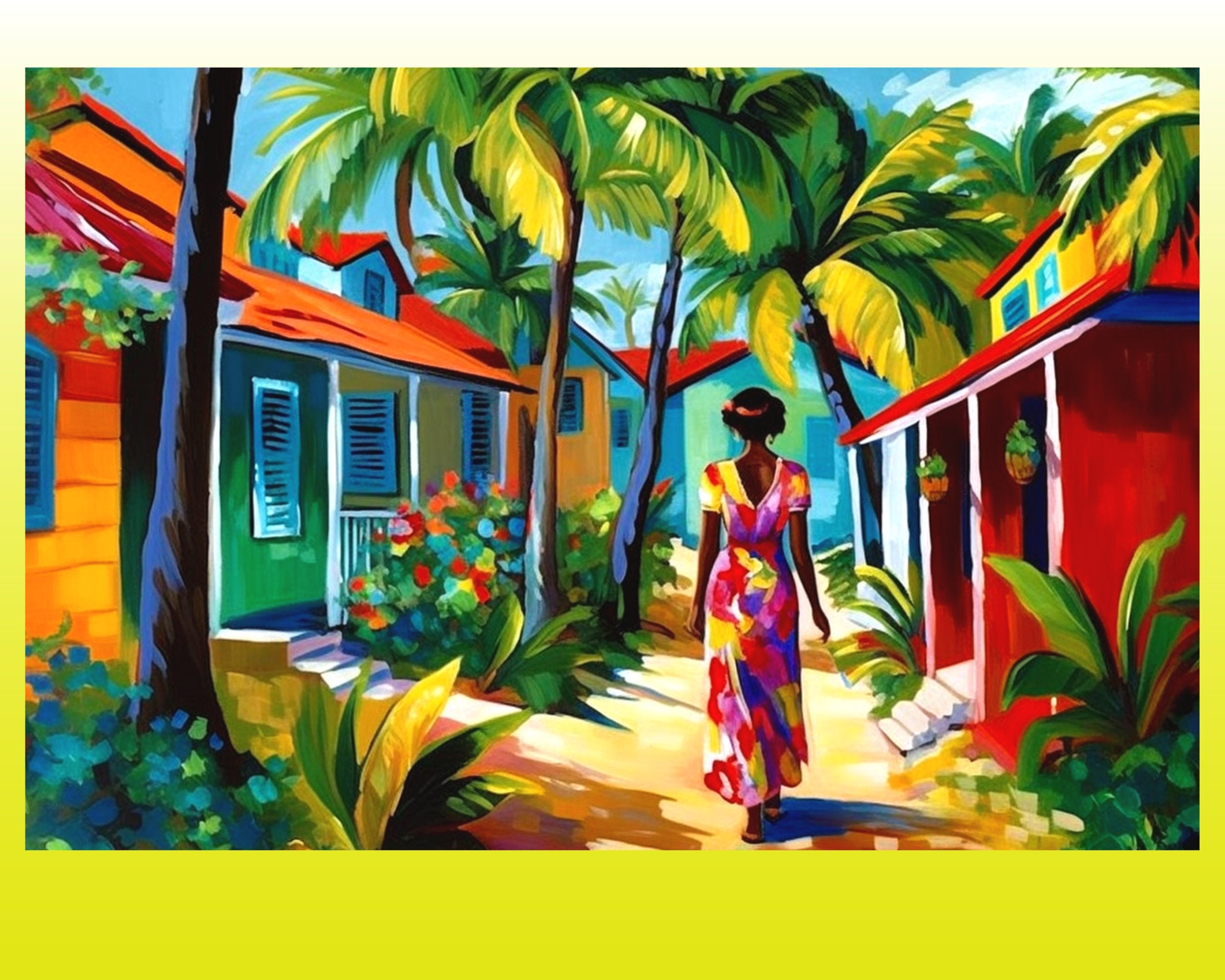 Caribbean Art Print, St Lucia Wall Art, Print of St Lucia Houses, Silk ...