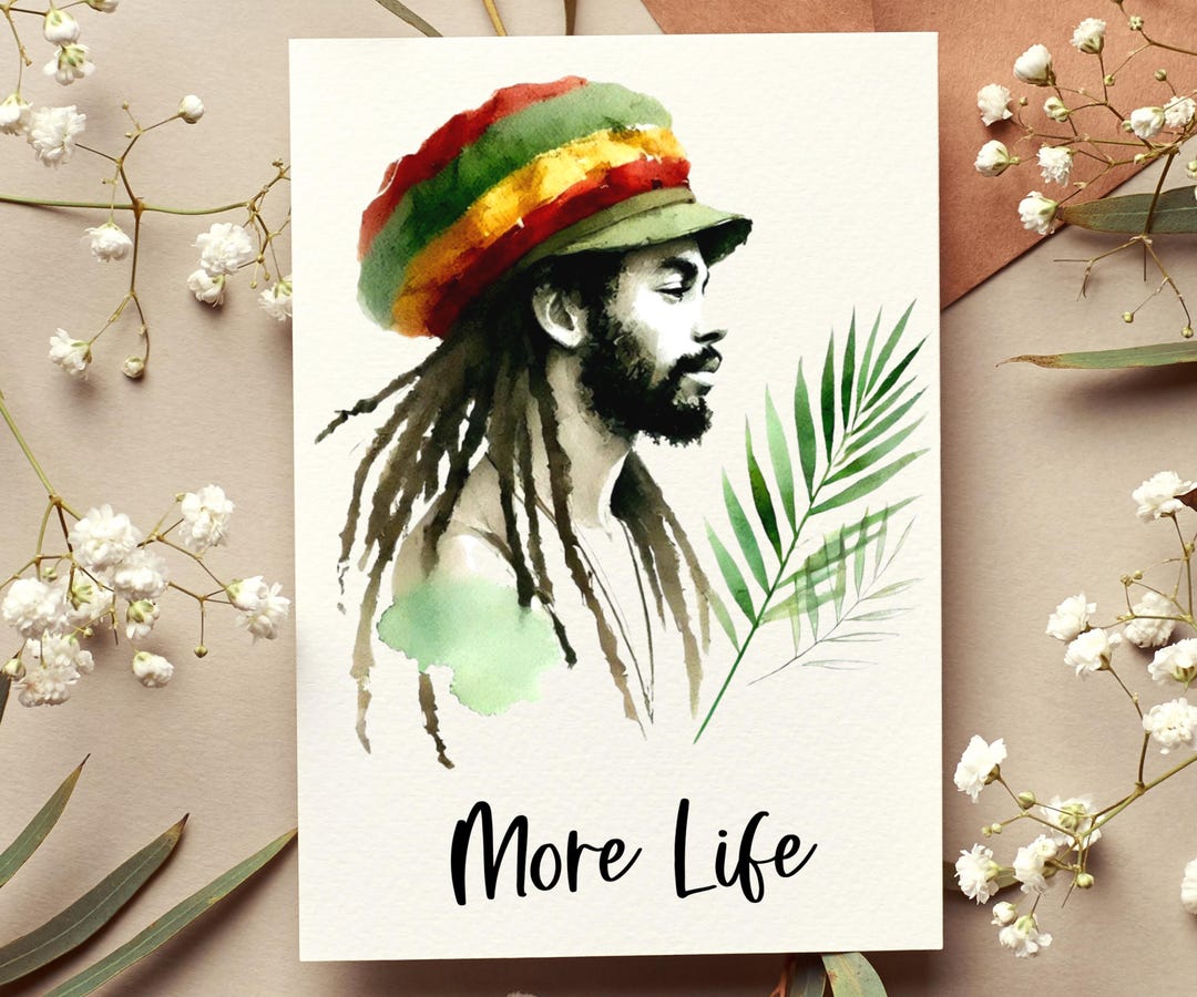More Life Rasta Birthday Card | Caribbean Greeting Card Blank Inside ...