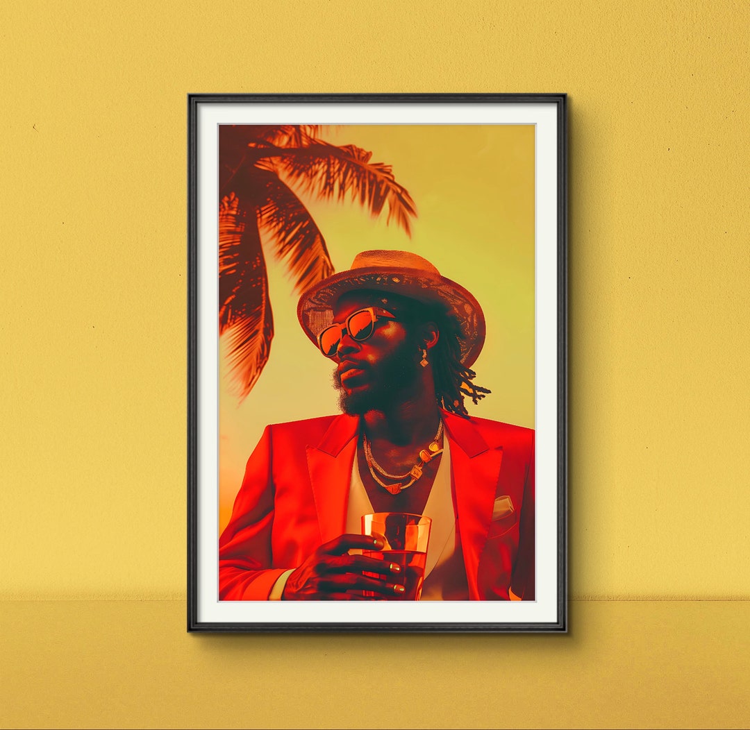 Jamaican Art Print Reggae Singer Caribbean Wall Decor Black Man Art ...