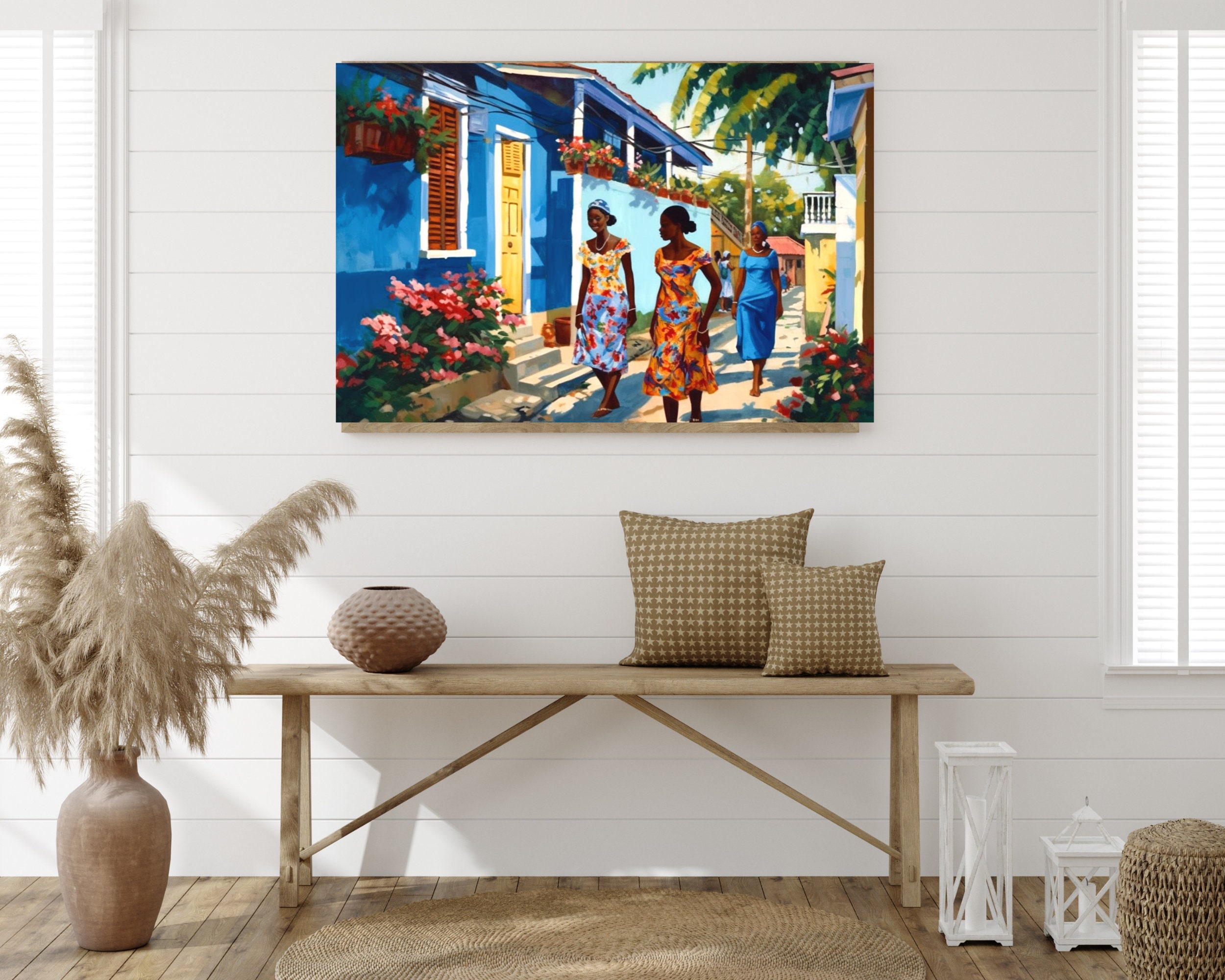 Jamaican Wall Art of the Outing, Three Ladies in Jamaica, Caribbean ...