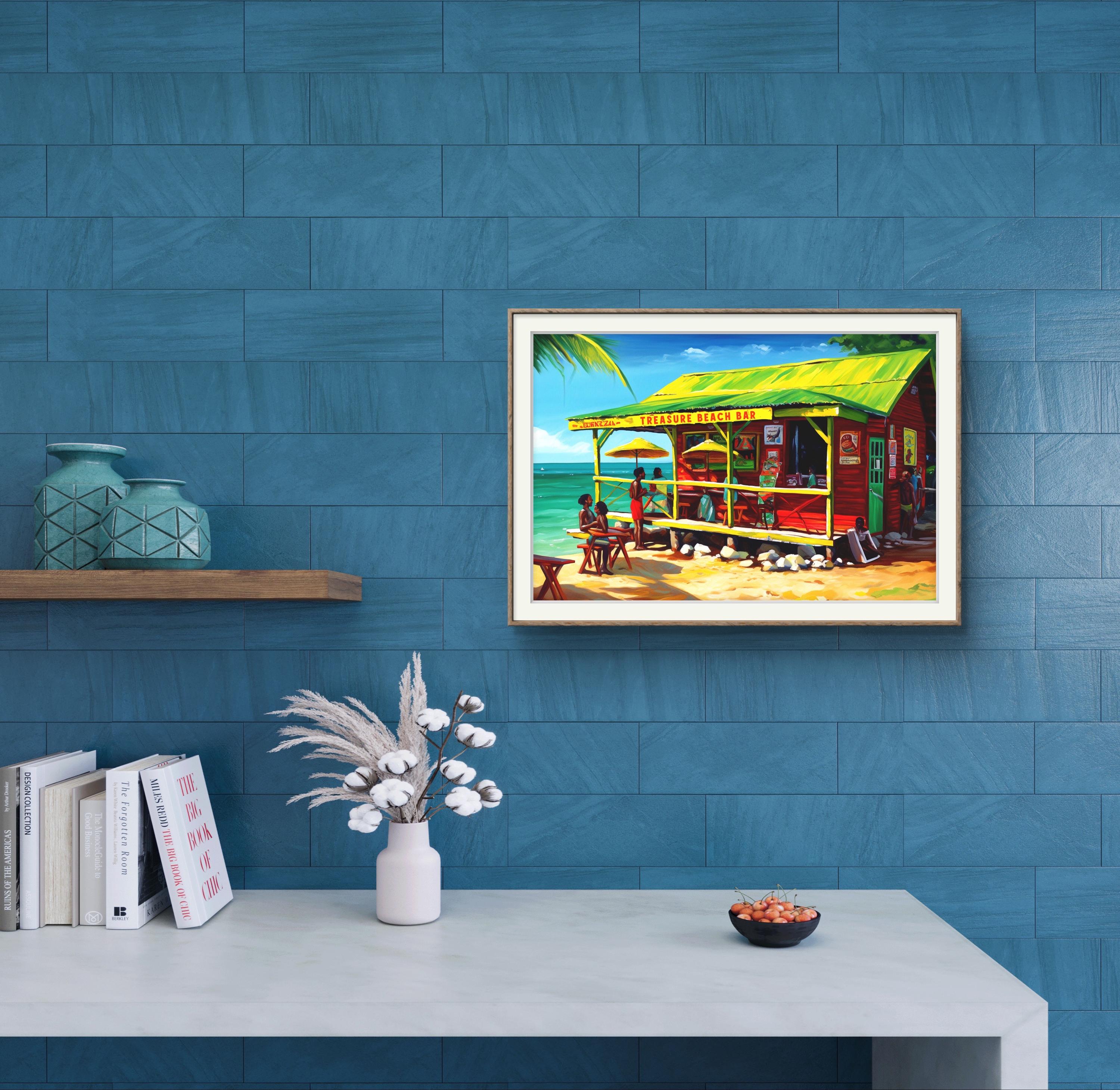 Jamaican Art Beach Bar Painting, Poster Print of Caribbean Art ...