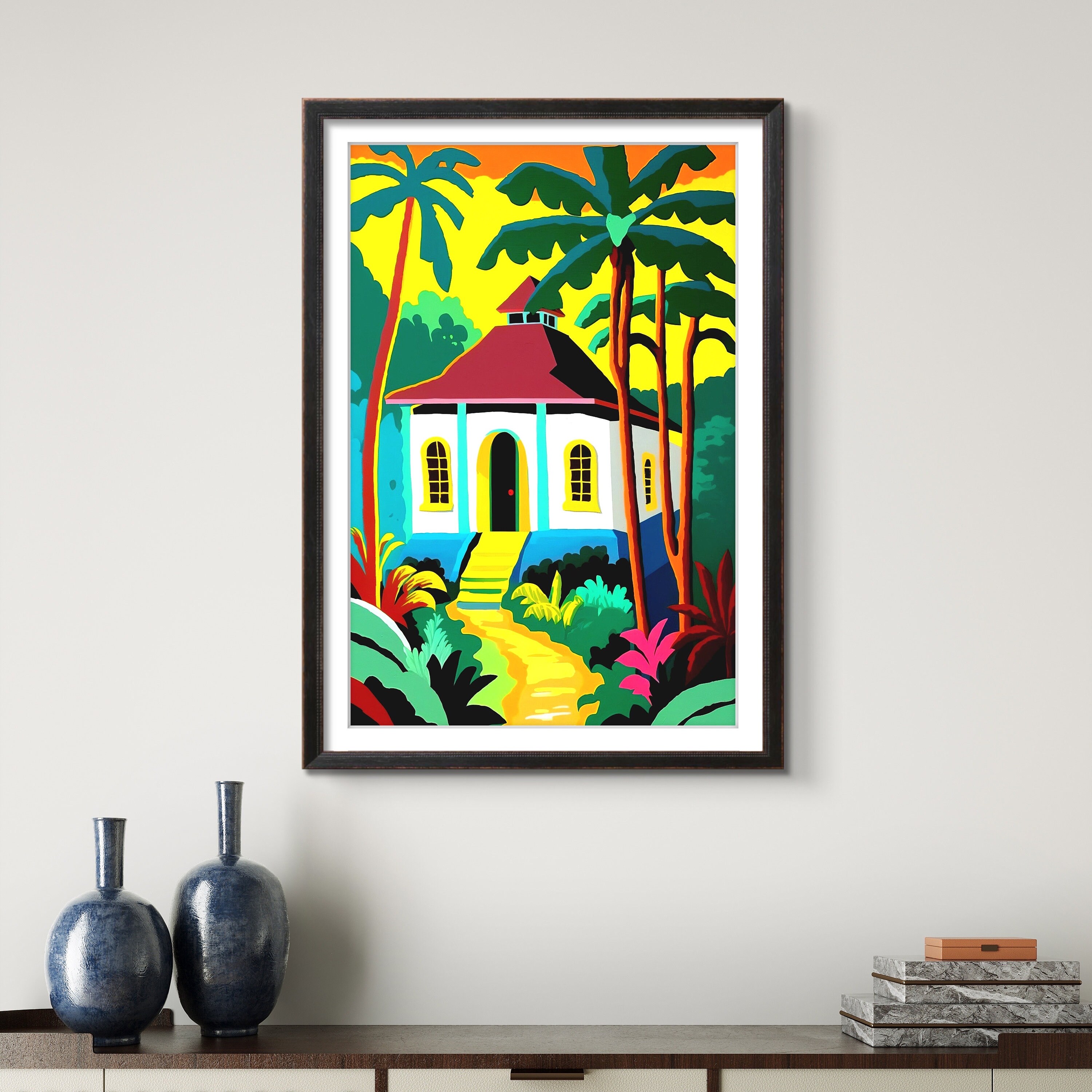 Haitian Church in Naive Folk Art Style: Vibrant Haitian Art Print - Etsy UK