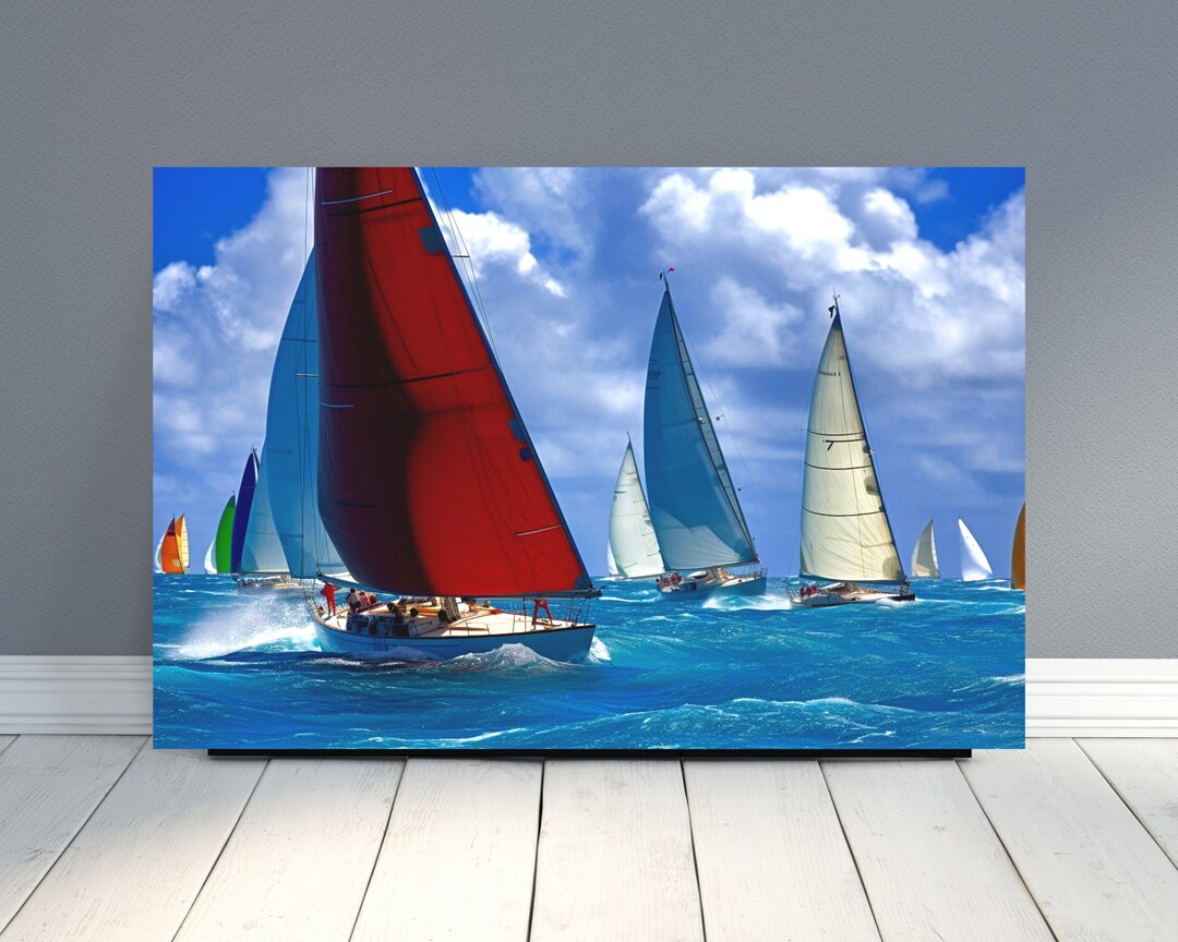 Yacht Art Sailing Art Yacht Poster Regatta Yacht Race in - Etsy