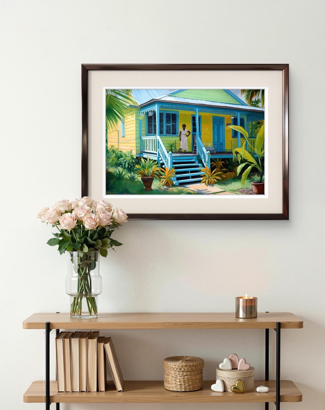 Jamaican Print of House With Granny on the Verandah West Indies Art of ...